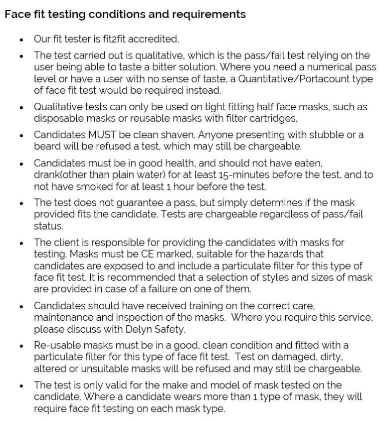 Face Fit Testing - Delyn Safety